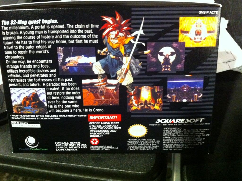 Chrono Trigger – Box My Games! Reproduction game boxes