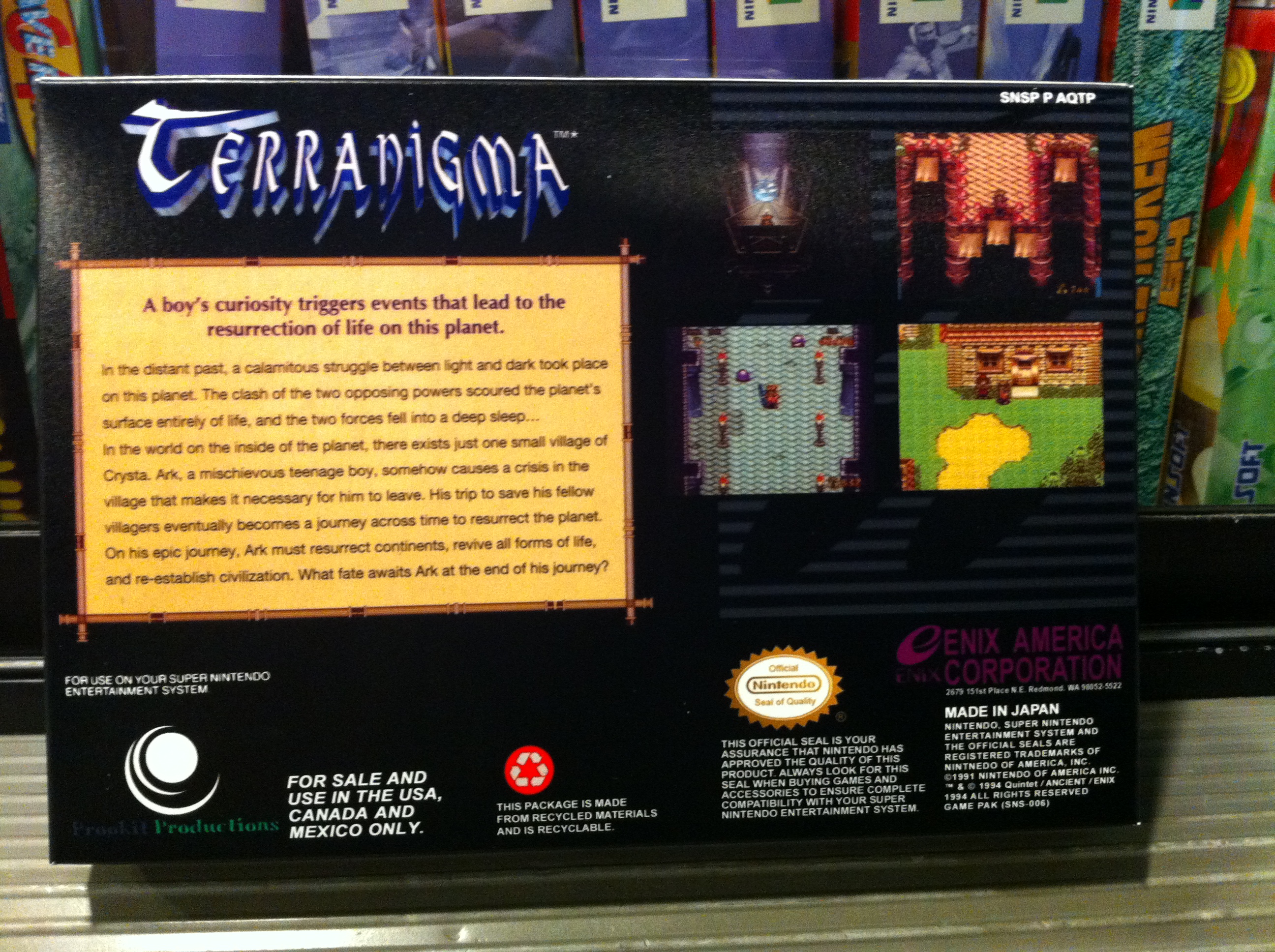 Terranigma Box for the unreleased Super Nintendo NA version of the game ...